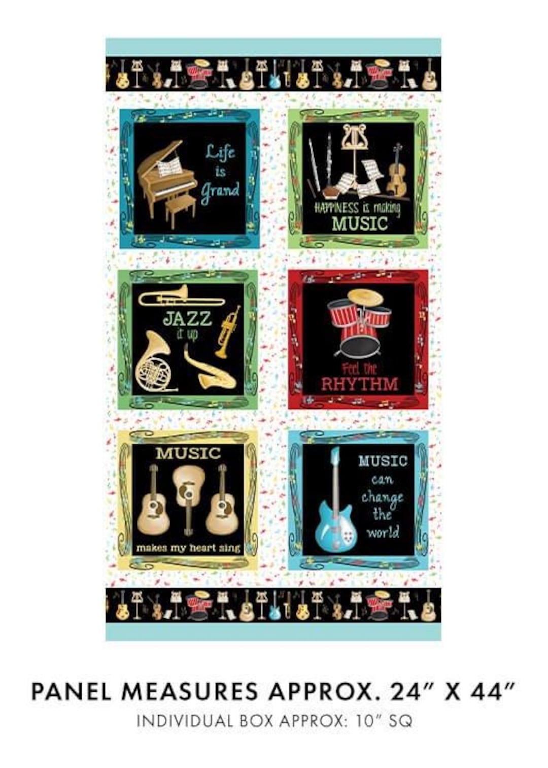 Music Fabric Panel / Making Music 24" Block Panel Sonata by Benartex ...