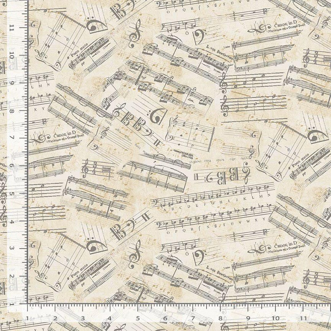 Music Fabric / Musical Scales Sheet Music Fabric, Sonata Surrounded by ...