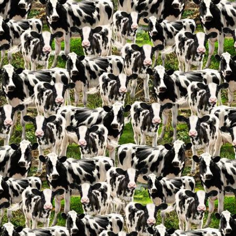 Cows on Green Fabric / Farm Animals Fabric Farm Life - Etsy