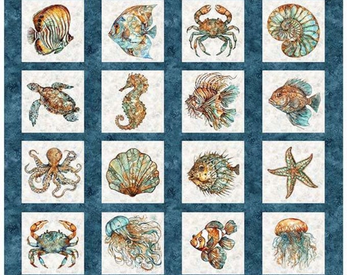 Sea Creatures Picture Patches 36" Panel / Ocean Fish by QT Fabrics ...