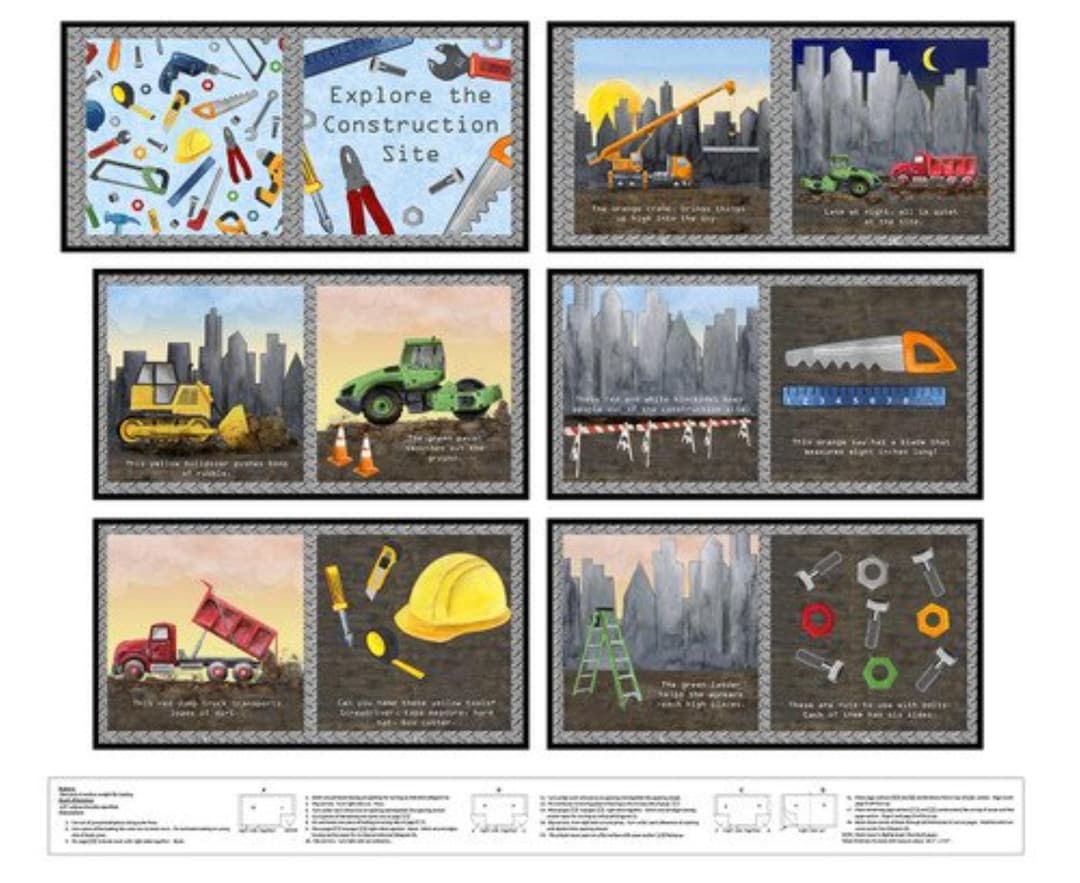 Construction Equipment Book Fabric Panel Nursery Softbook, Soft Cloth ...