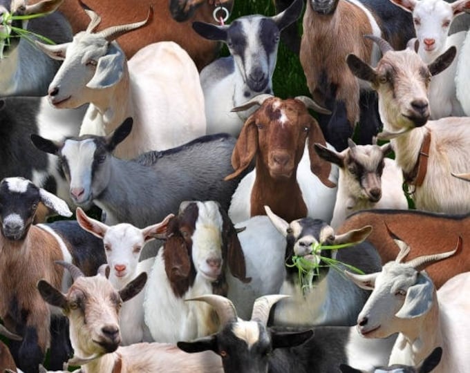 Goats on Black Fabric / Farm Animals Fabric / Elizabeth's Studios 434 ...