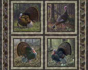 Wild Turkey Fabric Panel / 36 X 44 Inch Hunting Fabric Panel / Nature ...