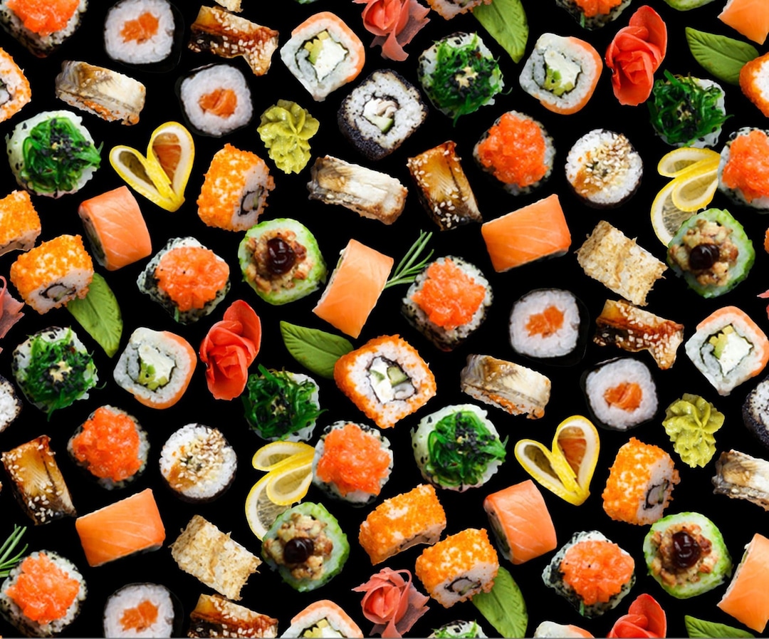 Sushi Fabric / Sushi Fabric by the Yard / Food Fabric / Favorite Foods ...