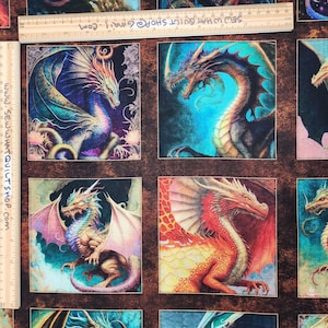 Dragon Fyre Quilt Panel by QT Fabrics / Small Dragon Picture Patches ...
