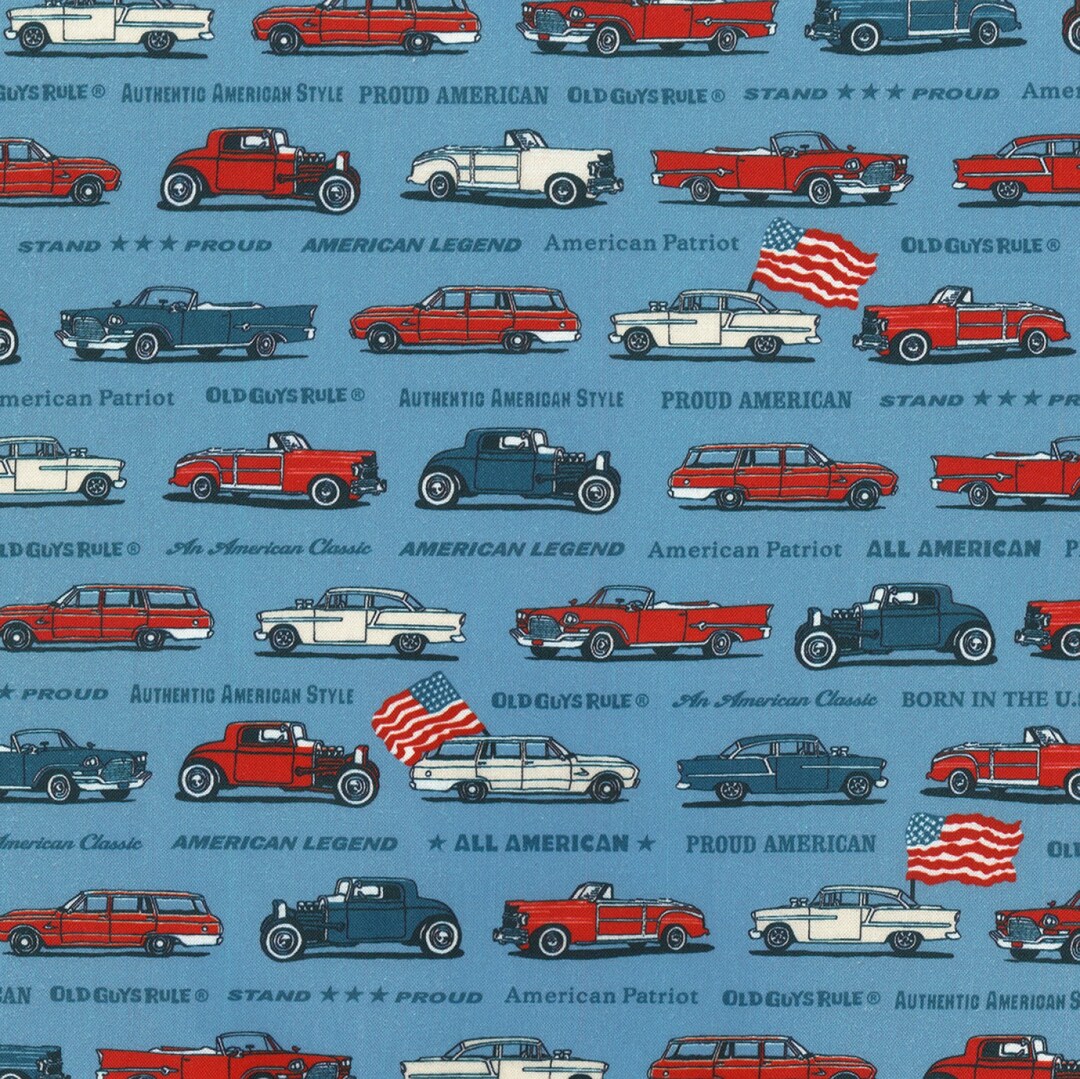 Antique Car Fabric by the Yard / Old Guys Rule Cars Fabric Old Cars ...