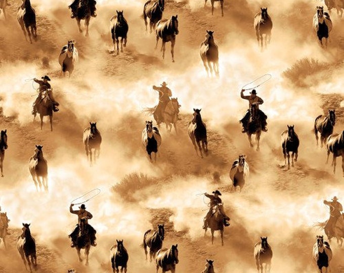Cowboy Hat Toss on Cream Fabric / Hey Cowgirl Country Collection by QT ...