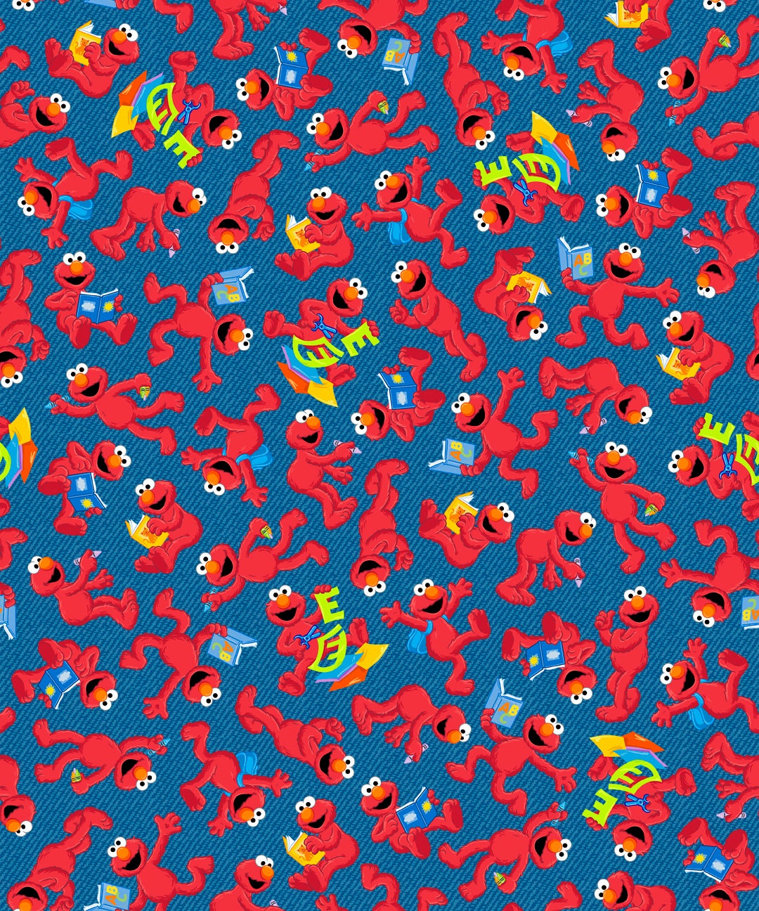 Sesame Street Fabric / Sesame Street Elmo on Blue Fabric by QT Fabrics ...