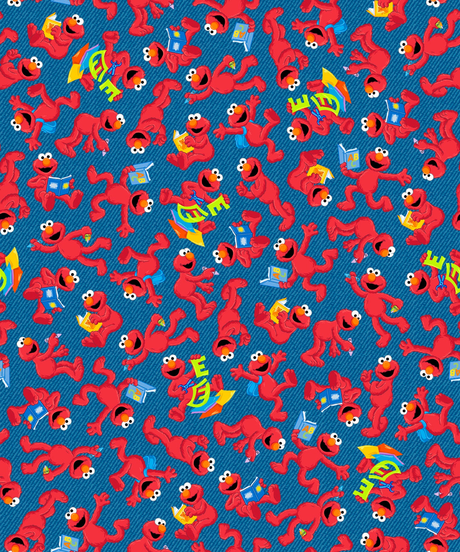 Sesame Street Fabric / Sesame Street Elmo on Blue Fabric by QT - Etsy
