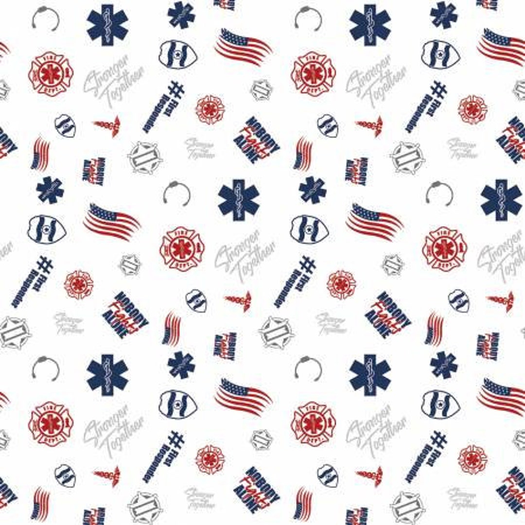 First Responders Tossed White First Responders Fabric by the Yard ...