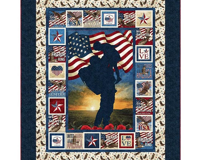 Military Quilt Around the Block Quilt Kit / Patriotic Soldier Coming ...