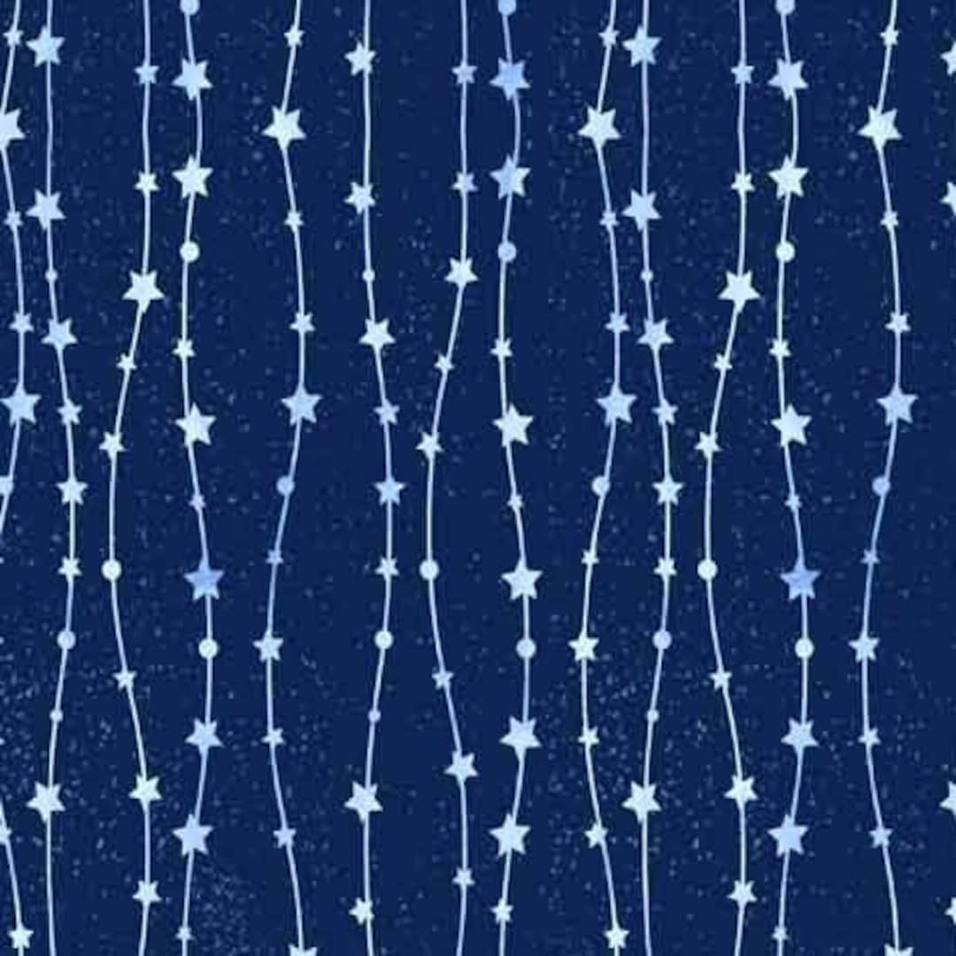 Celestial String of Stars on Navy Fabric by QT Fabrics 29632-N ...
