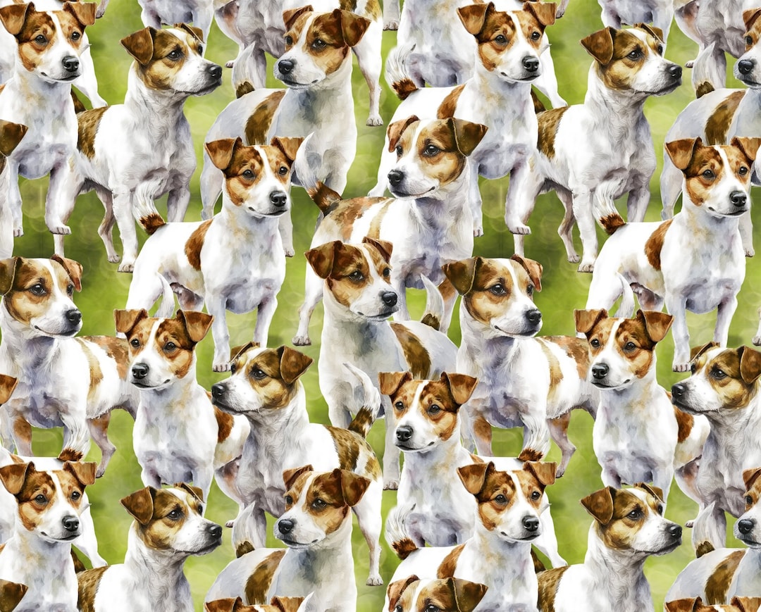 Jack Russell Dog Allover Fabric / Jack Russel Terrier Allover Fabric by ...