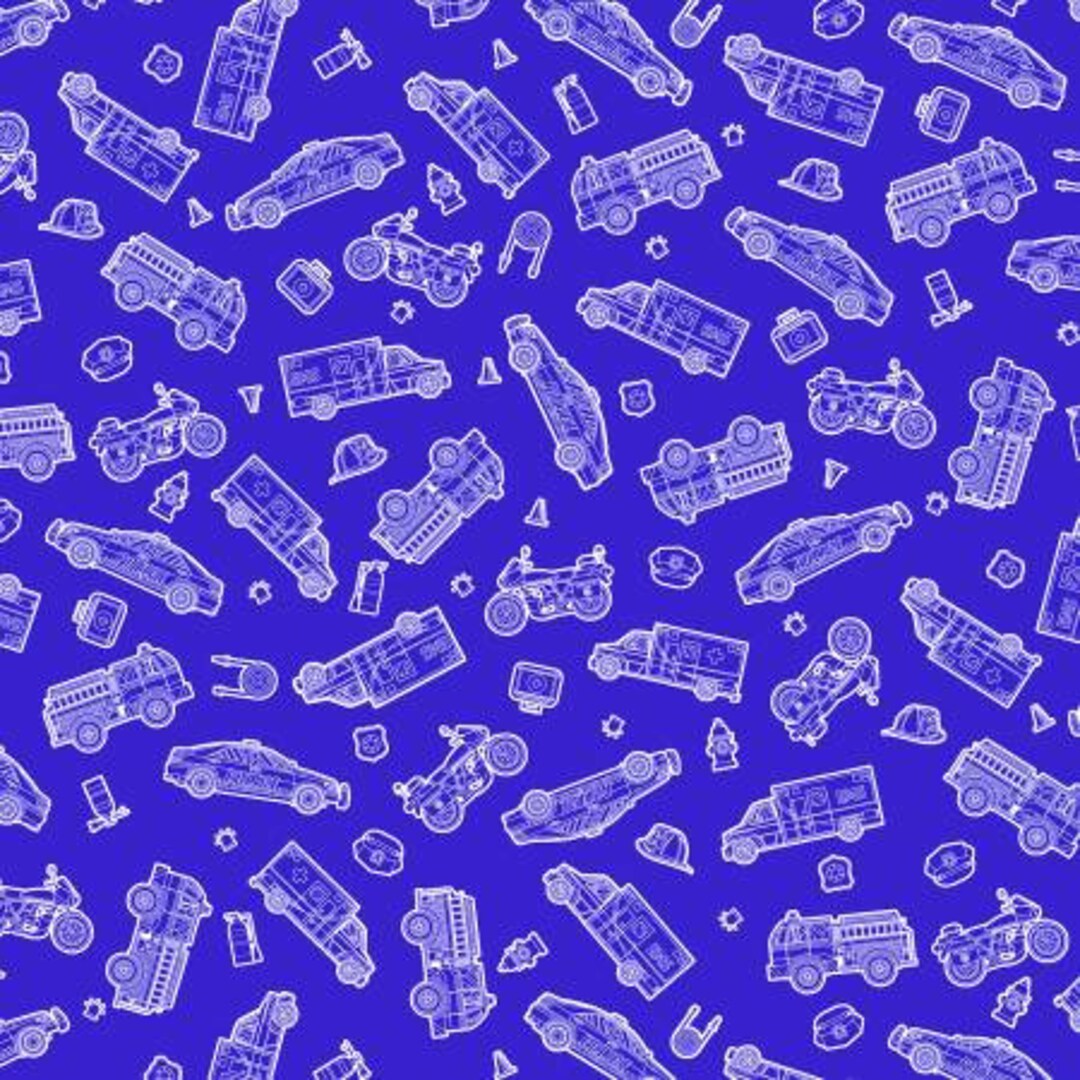 Blue Rescue Vehicle Glows in the Dark Fabric / First Responder Fabric ...