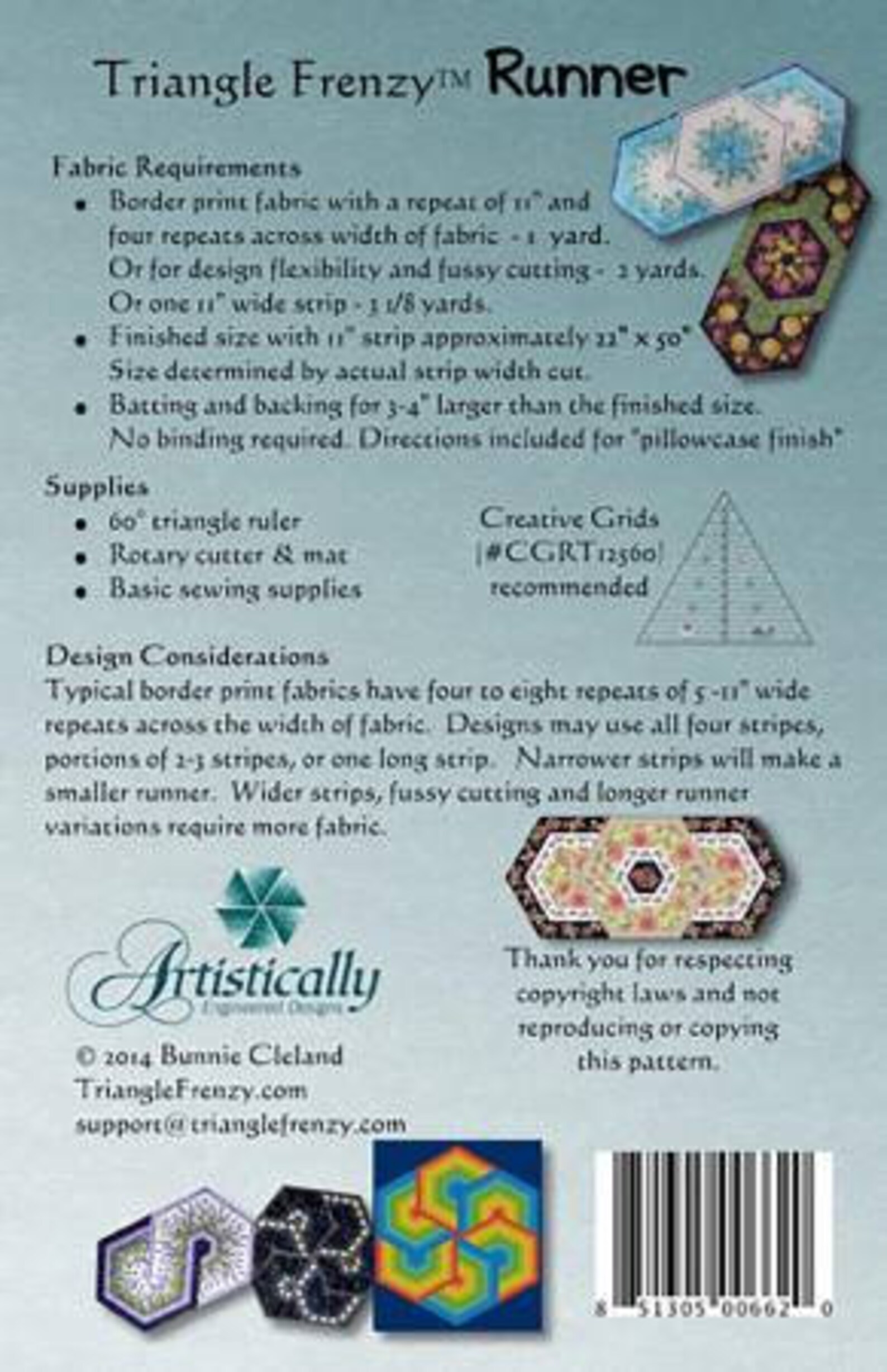 Triangle Frenzy Table Runner Pattern by Bunnie Cleland AED162 - Etsy