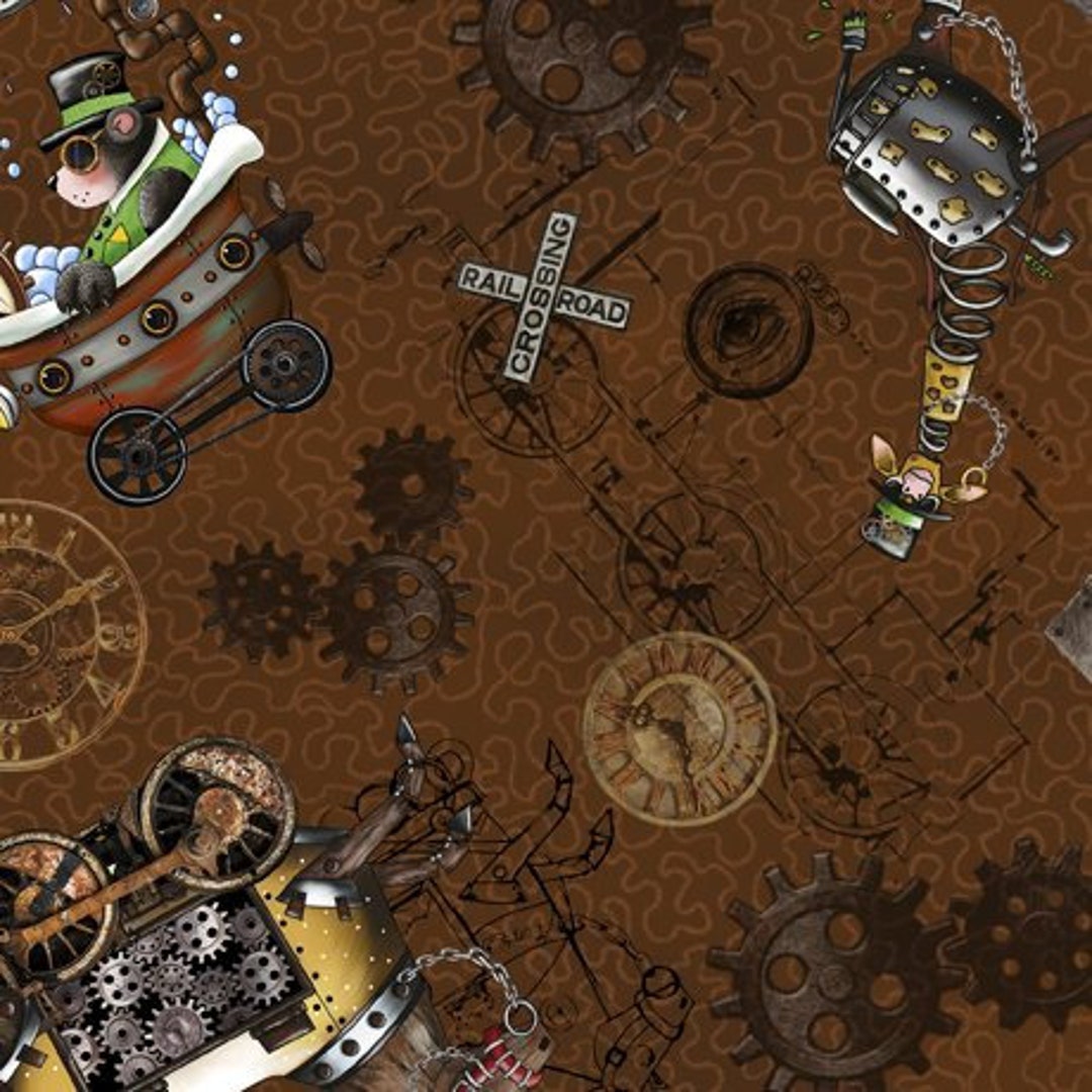 Steampunk Fabric, Steampunk Toss Fabric / Steampunk Express Collection ...