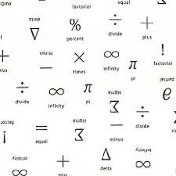 Symbols on White Fabric by the Yard / Musings by Robert - Etsy