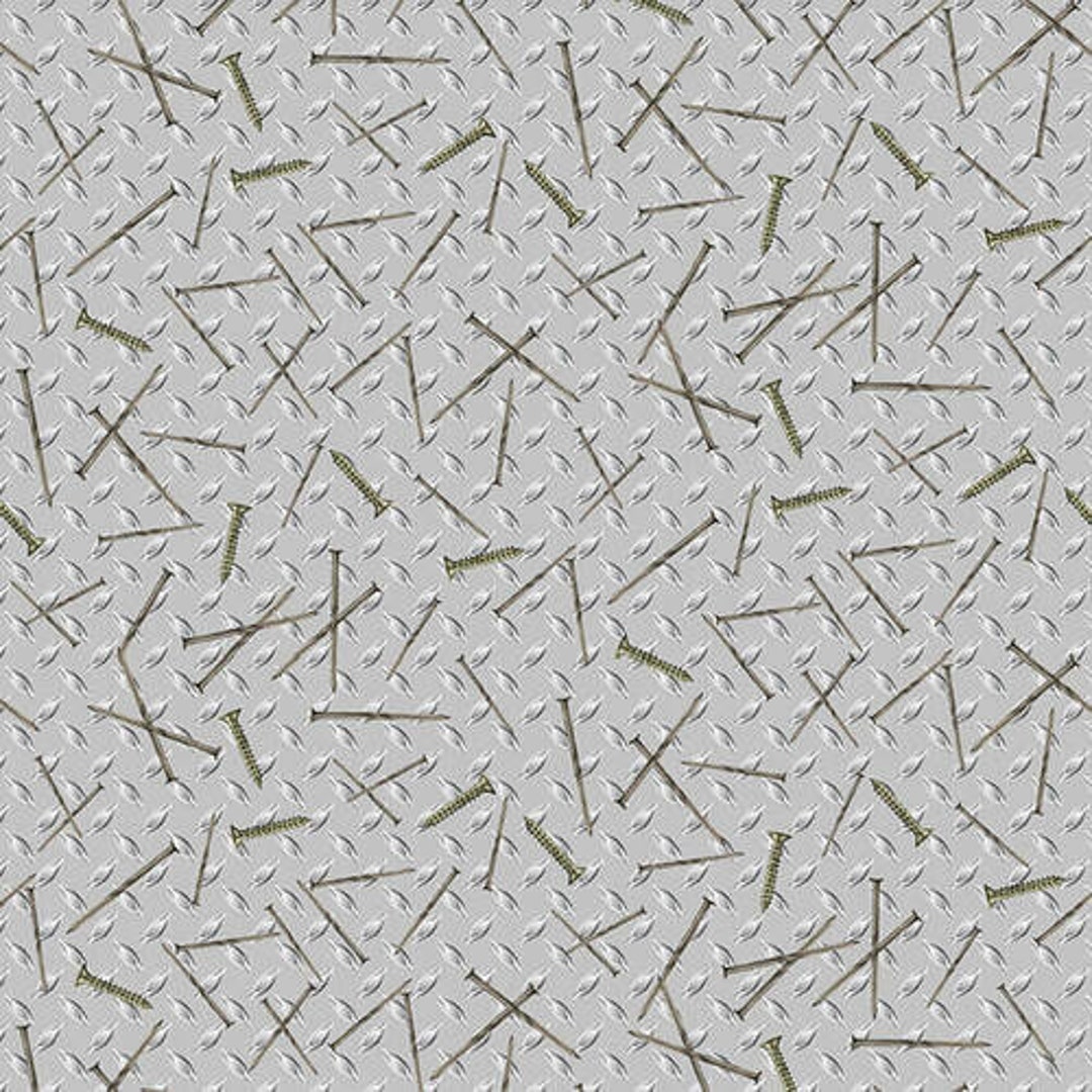 Nail and Screw Allover Fabric by the Yard / Man Cave Fabric Collection ...