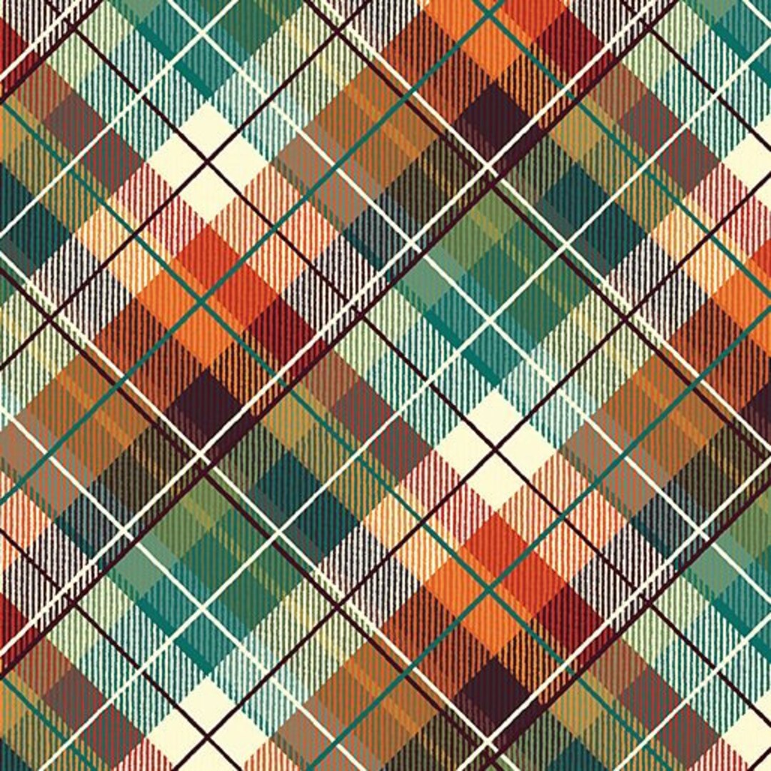 Autumn Plaid Cream and Multi Bias Plaid Fabric by Kanvas Cotton Tonal ...