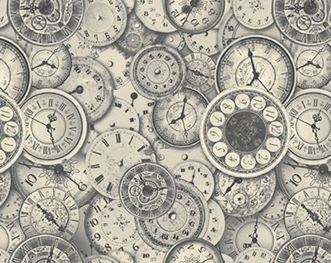 Steampunk Fabric, Timepieces on Gray Fabric / Time Travel Collection by ...