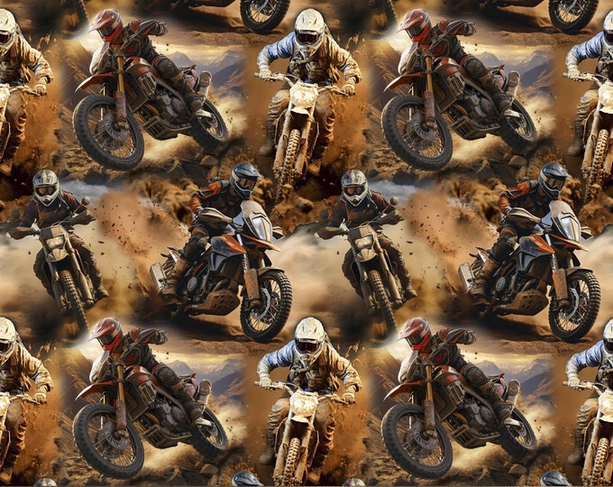 Dirt Bikes Allover Motorcycle Fabric by the Yard / David Textiles ...
