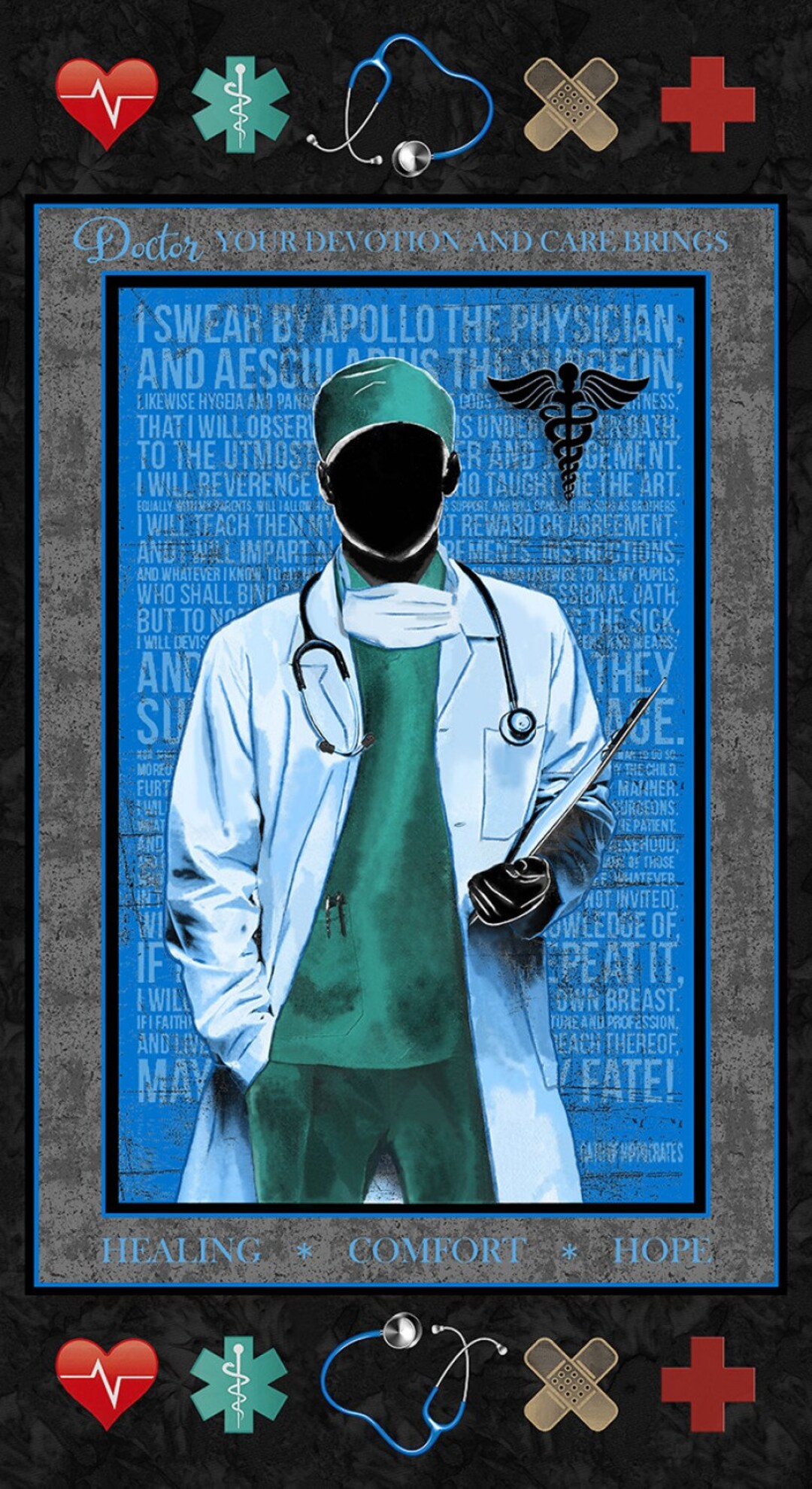 Doctor Quilt Fabric Panel / Medical, Military, Police & Fire Fabric ...