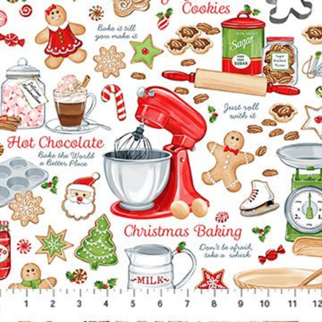 Christmas Fabric, Baking Cookie Fabric by the Yard, Sugar Coated ...