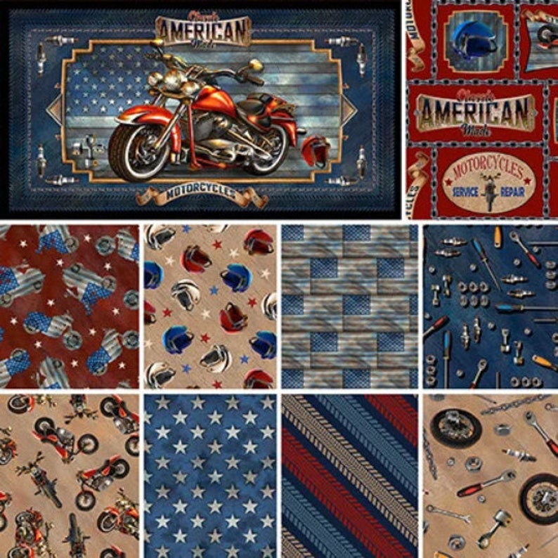 Motorcycle Fabric by the Yard / Motorcycle Helmets on Tan Fabric / Live ...