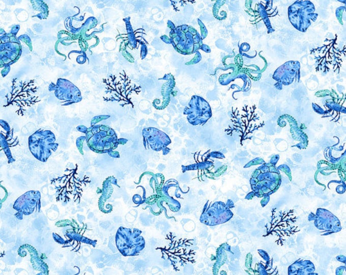 Ocean Life Turtle, Seahorse, Starfish Fabric / the Sea is Calling ...