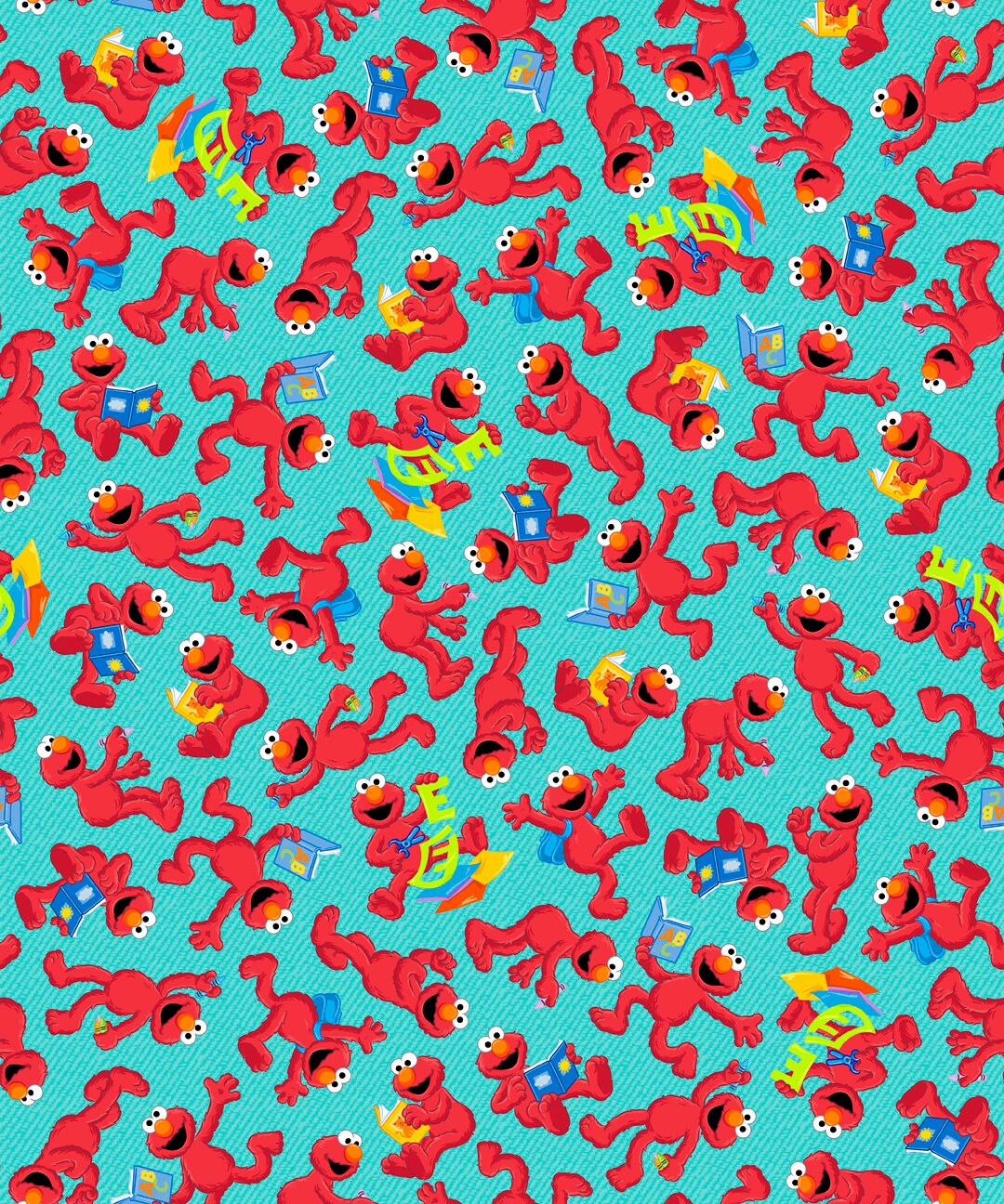 Sesame Street Fabric / Sesame Street Elmo on Aqua Fabric by QT Fabrics ...