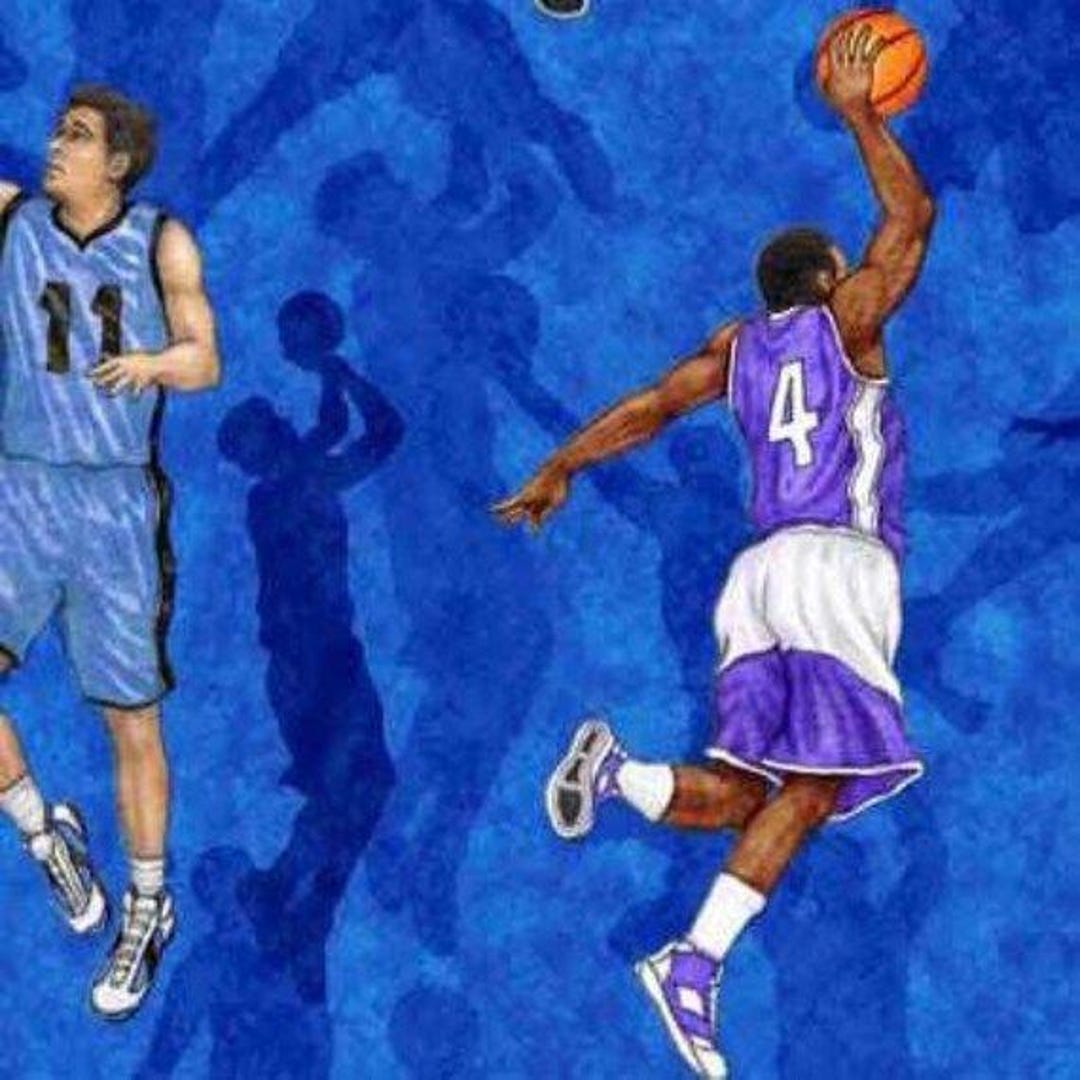 Basketball Fabric / Slam Dunk Basketball Player Scene Fabric by the ...