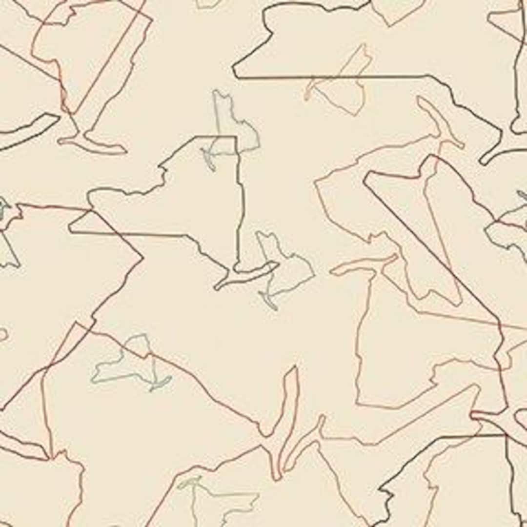 New York State Map Toss on Cream Fabric, I Love New York by Riley Blake ...