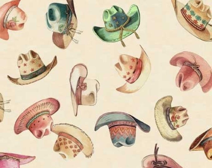 Cowboy Hat Toss on Cream Fabric / Hey Cowgirl Country Collection by QT ...