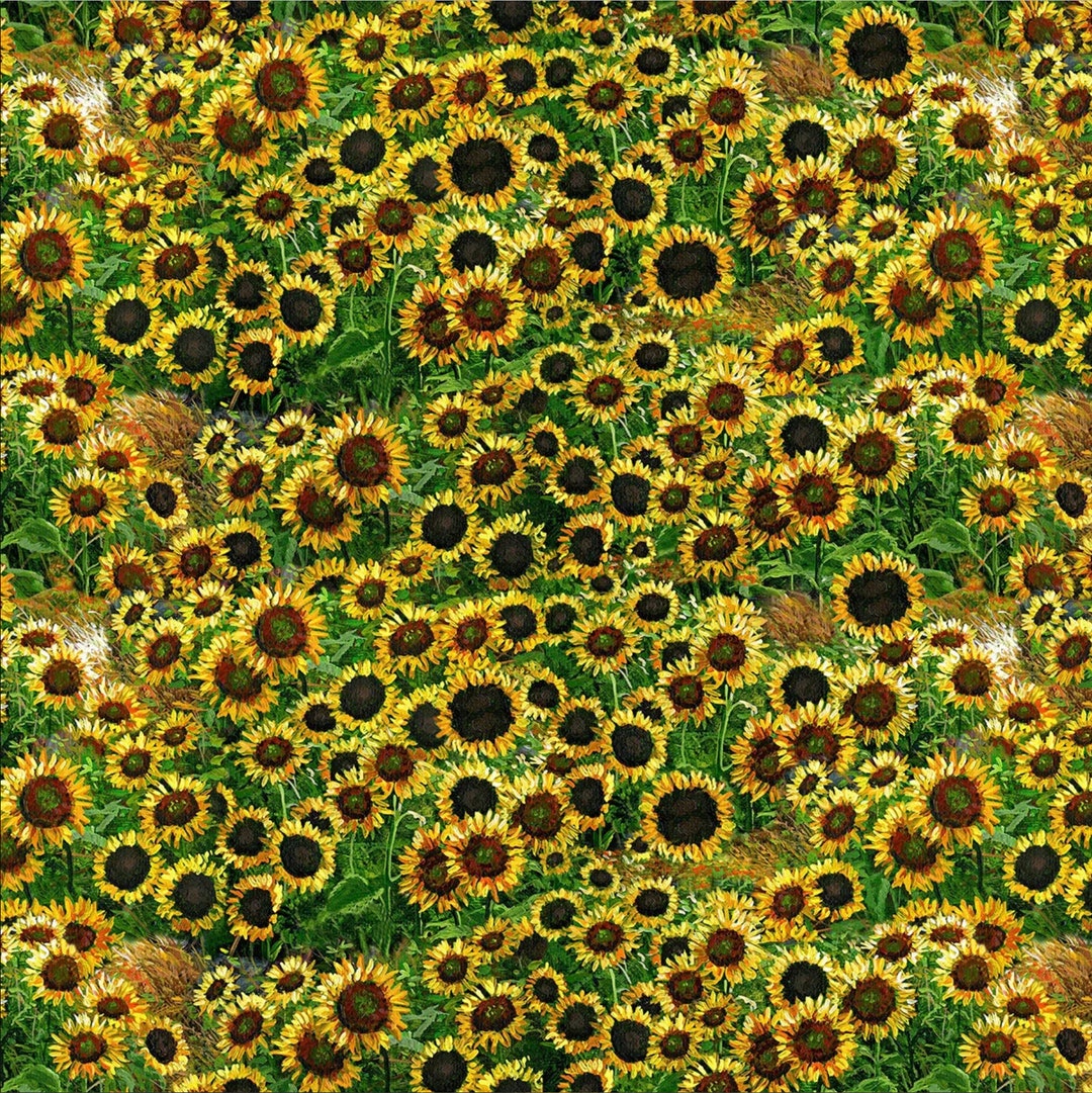 Sunflower Fields Fabric / Sunflowers Farmall by Sykel Fabric by the ...