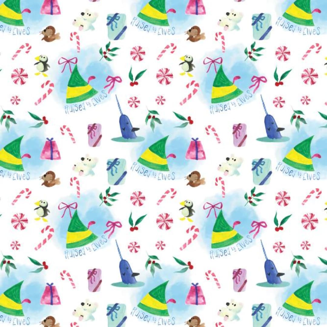 Christmas Fabric, Elf the Movie Fabric, Raised by Elves, Licensed by ...