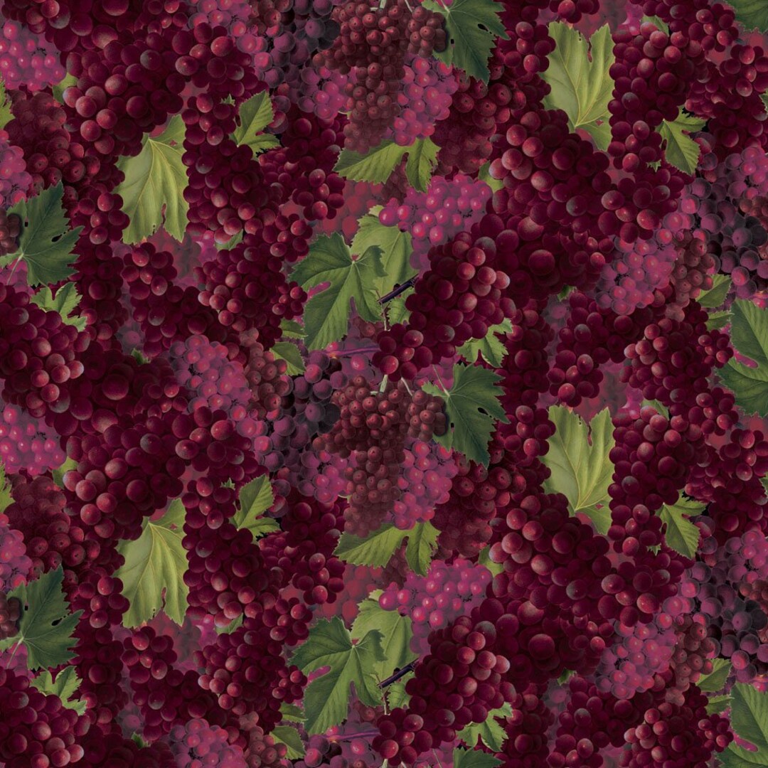 Wine Fabric / Cheers! Red Grapes Fabric by Clothworks Blender Fabric by ...