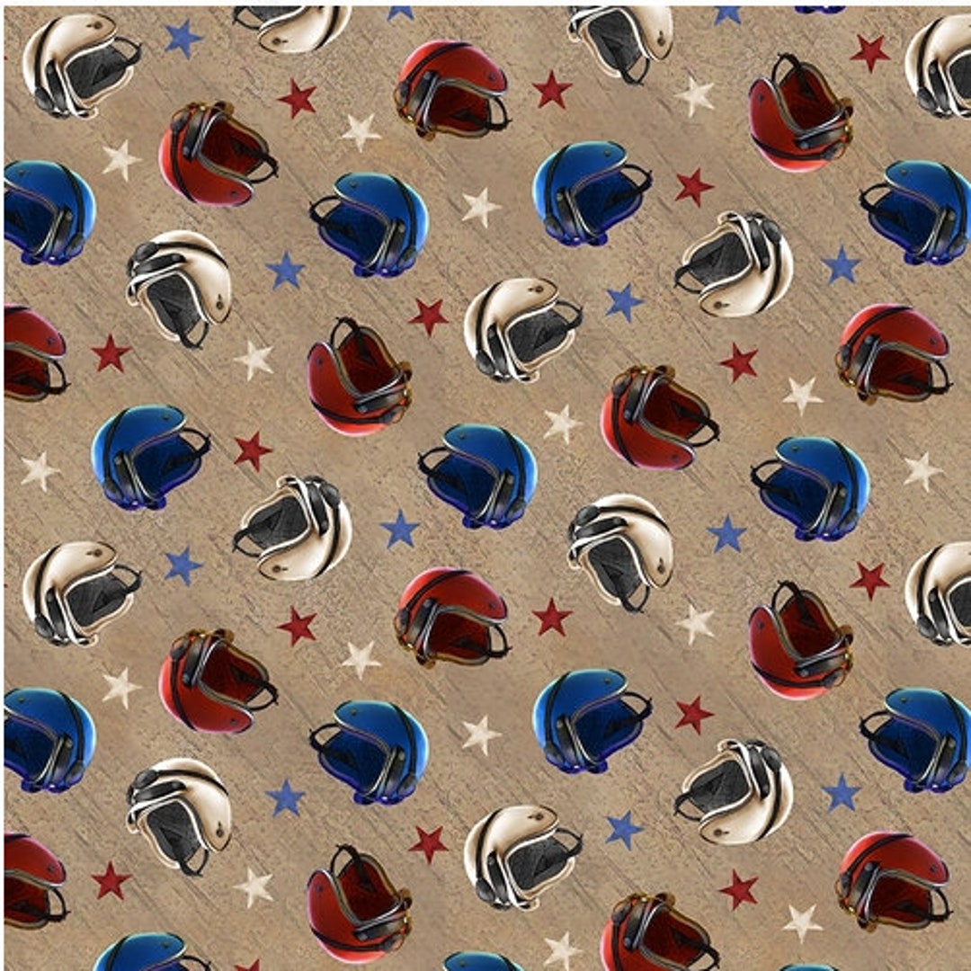 Motorcycle Fabric by the Yard / Motorcycle Helmets on Tan Fabric / Live ...