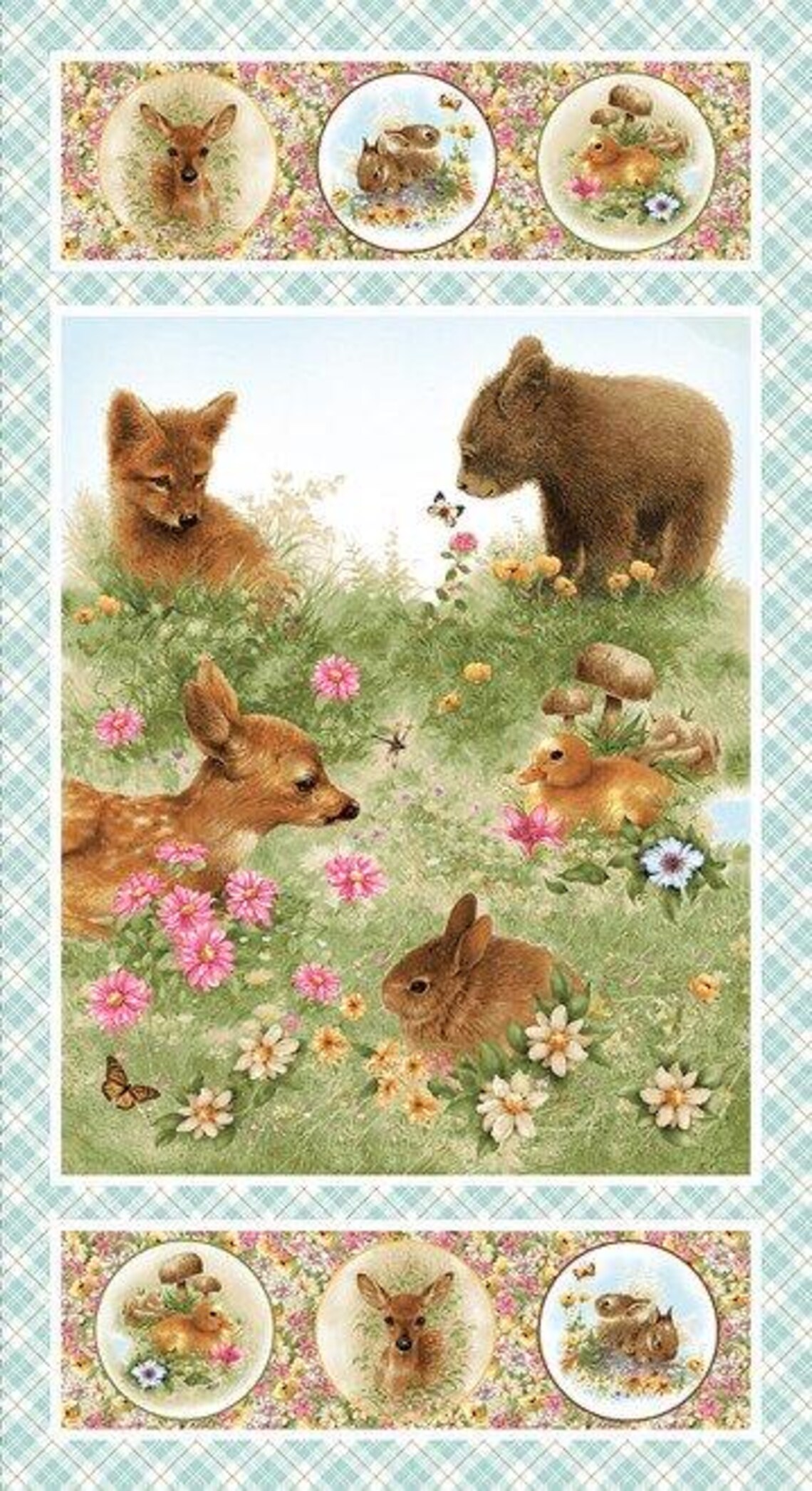 Baby Animals 24" Panel Young of the Year by Henry Glass / Baby Cubs ...