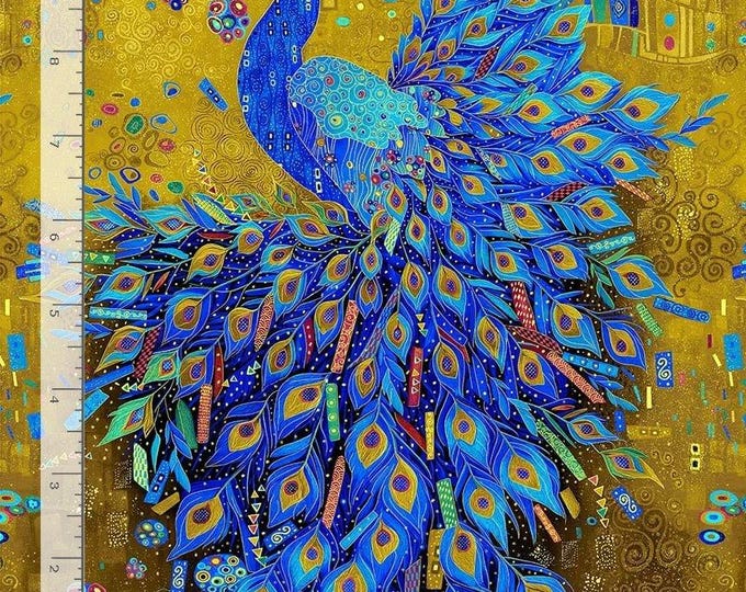 Peacock Panel 24″ Quilt Fabric Panel W/metallic / Gilded Plume Panel by ...