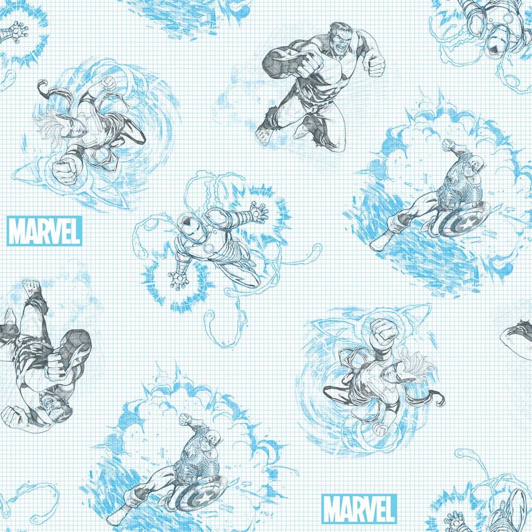 Marvel Avengers Sketch Comic Strip by SC Fabrics Marvel Collection ...