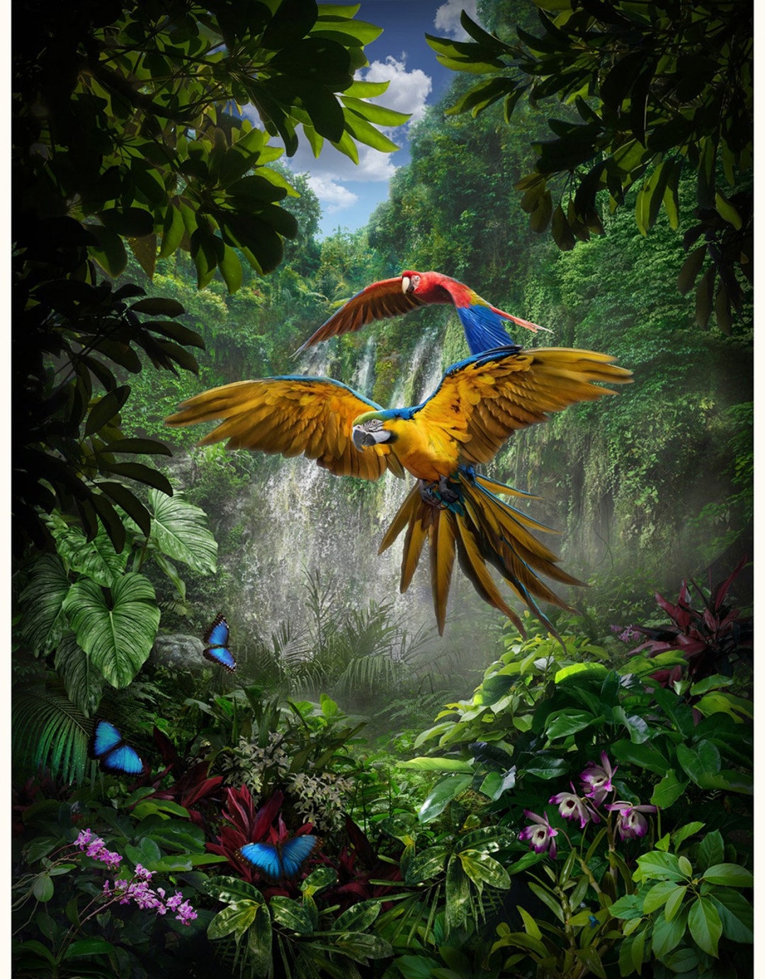 Amazon Birds Fabric Panel Call of the Wild Parrot Panel 34.5" X 43" by ...