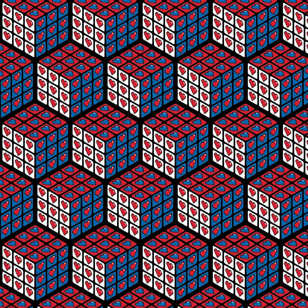 Rubik's Cube Fabric by the Yard by Camelot Fabric / Rubiks Cubes W ...