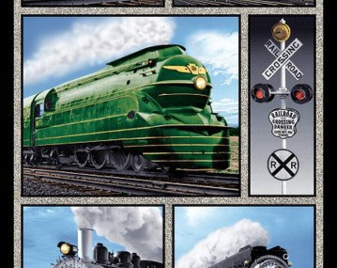 Train Fabric Panel / on the Right Track Train Block 24" Panel by Blank ...