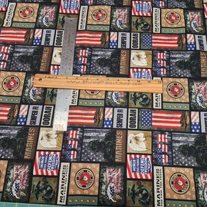 Marines Military Fabric / Marines Block Sykel Military Quilt Fabric ...