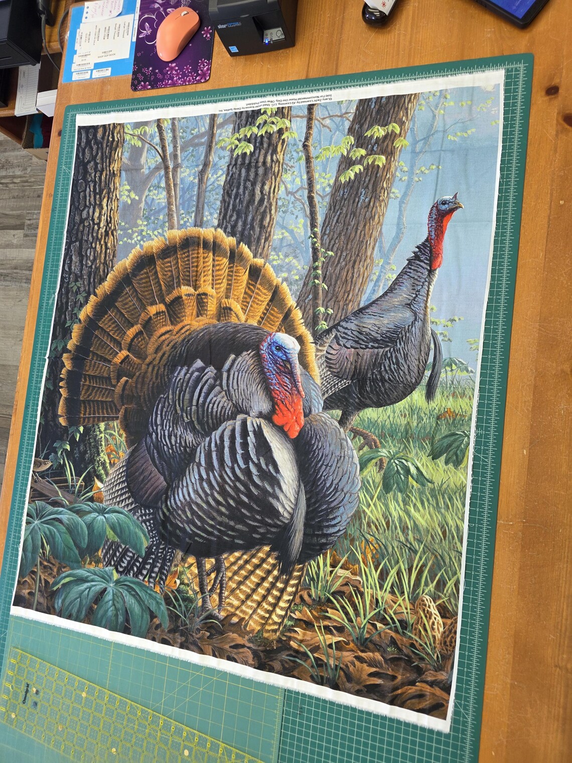 Wild Turkey Fabric Panel / 36 X 44 Inch Hunting Fabric Panel / Nature ...
