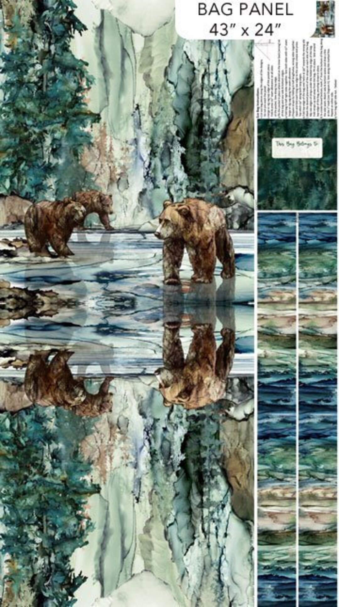 Northern Peaks 24 Digital Print on Pine Tote Bag Panel by Northcott ...