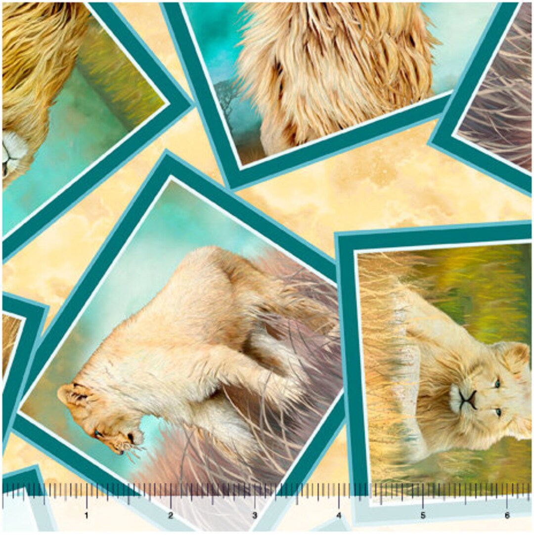 Animal Kingdom Lion's Pride Overlapping Lion Patches Fabric by QT, Wild ...