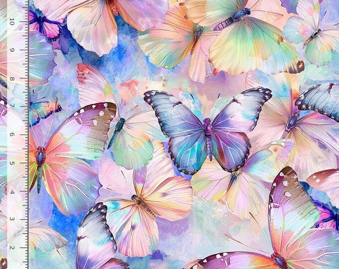 Packed Butterflies Flutter Fabric by Timeless Treasures Pastel ...