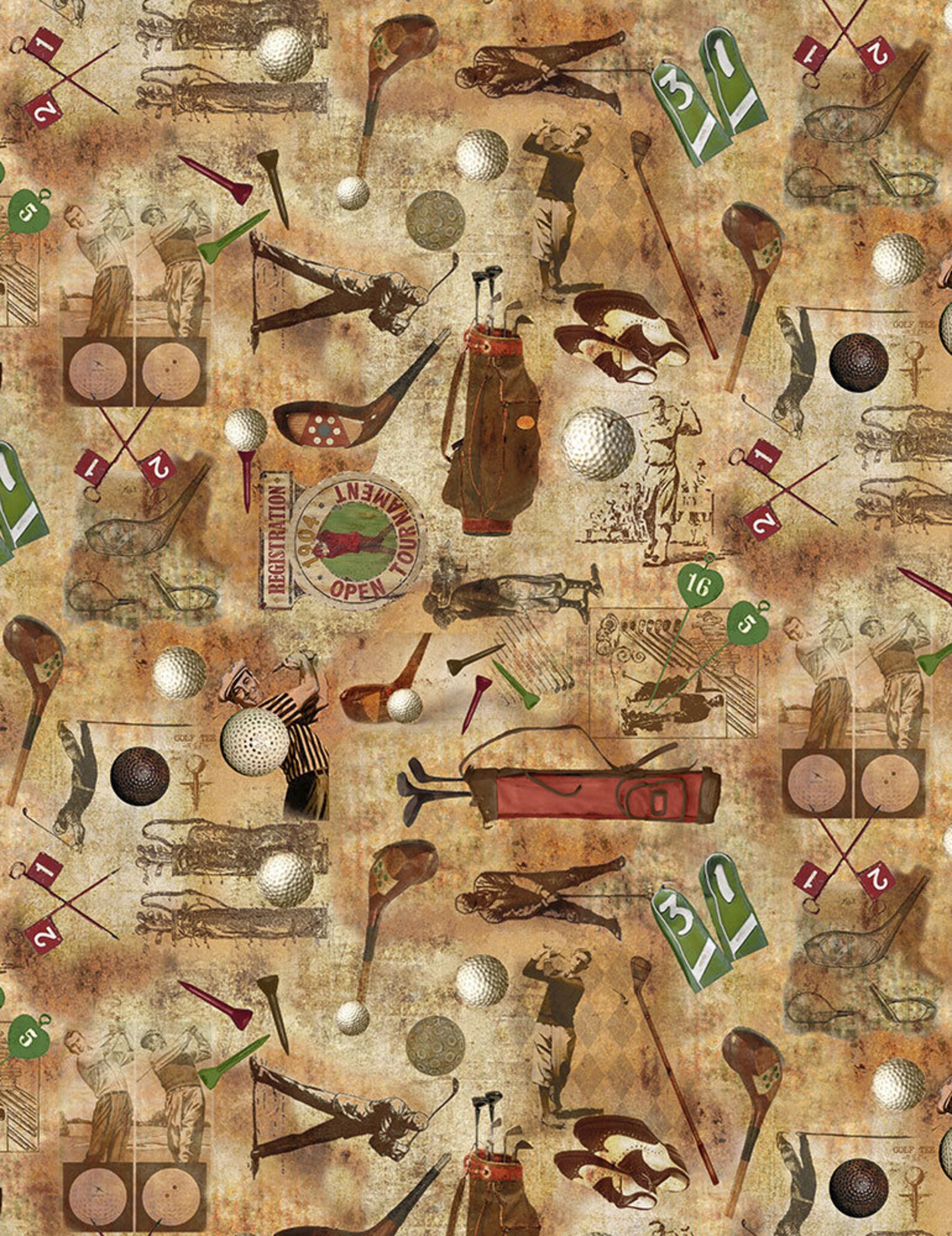 Golf Fabric / Golf Balls Golf Clubs and Bags on Cream / - Etsy