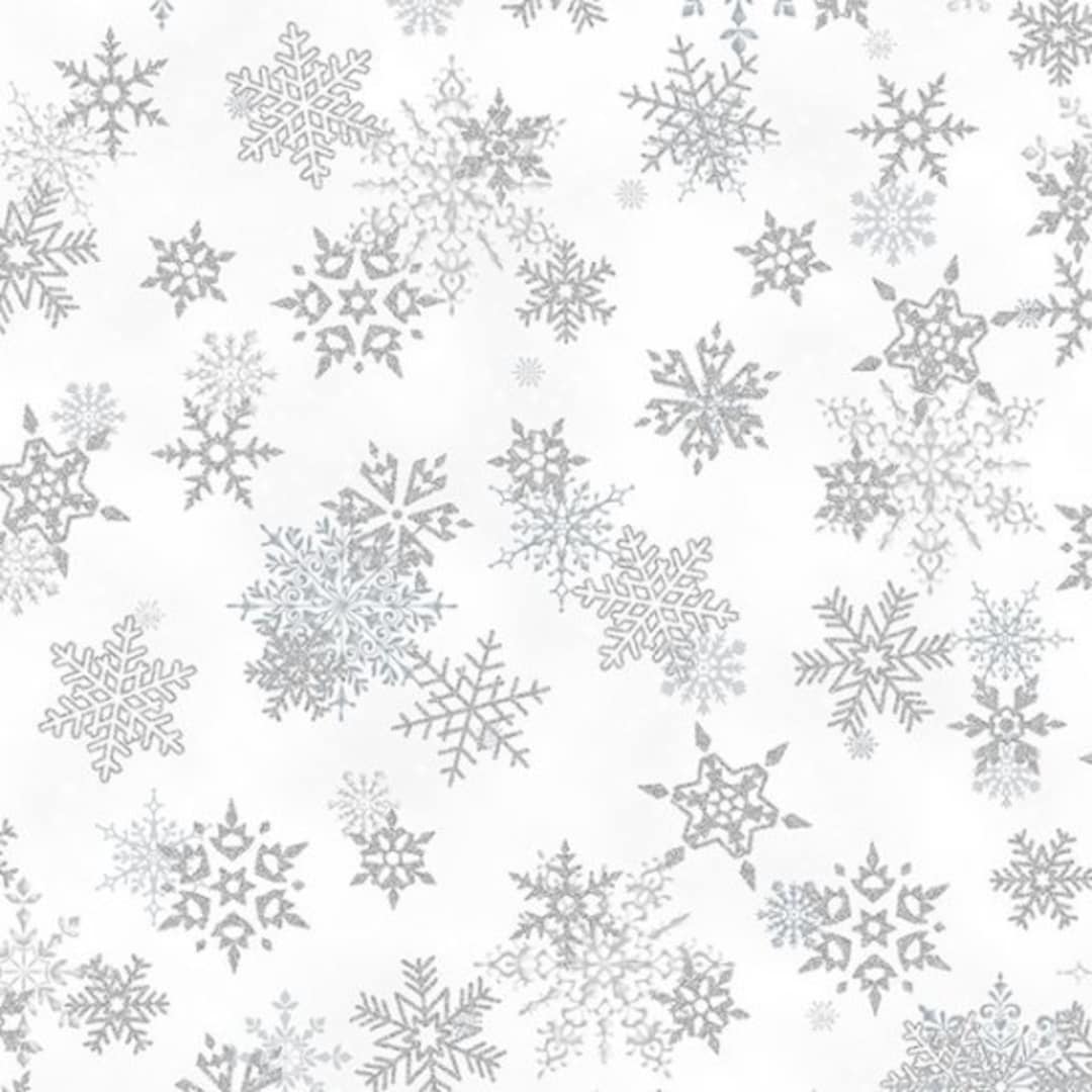 Silver Metallic Snowflakes on Light Gray Fabric by Hoffman Fabrics ...
